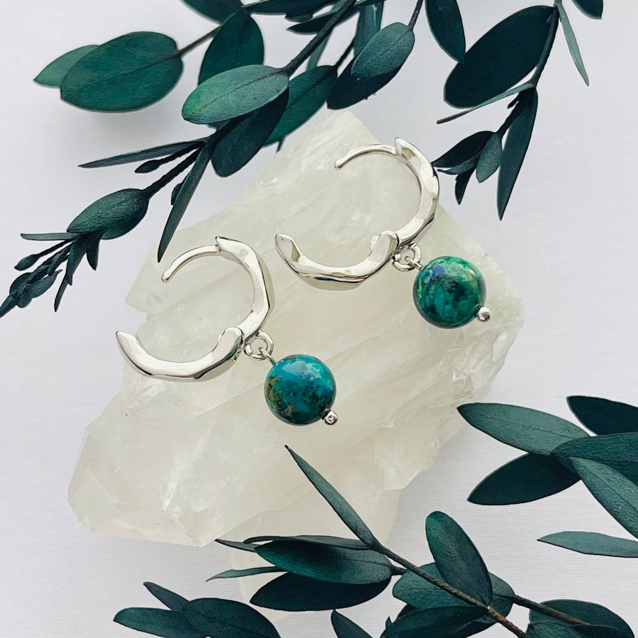 Купить Серьги из Азурита, тип застежки Конго, покрытие замка Родий ...