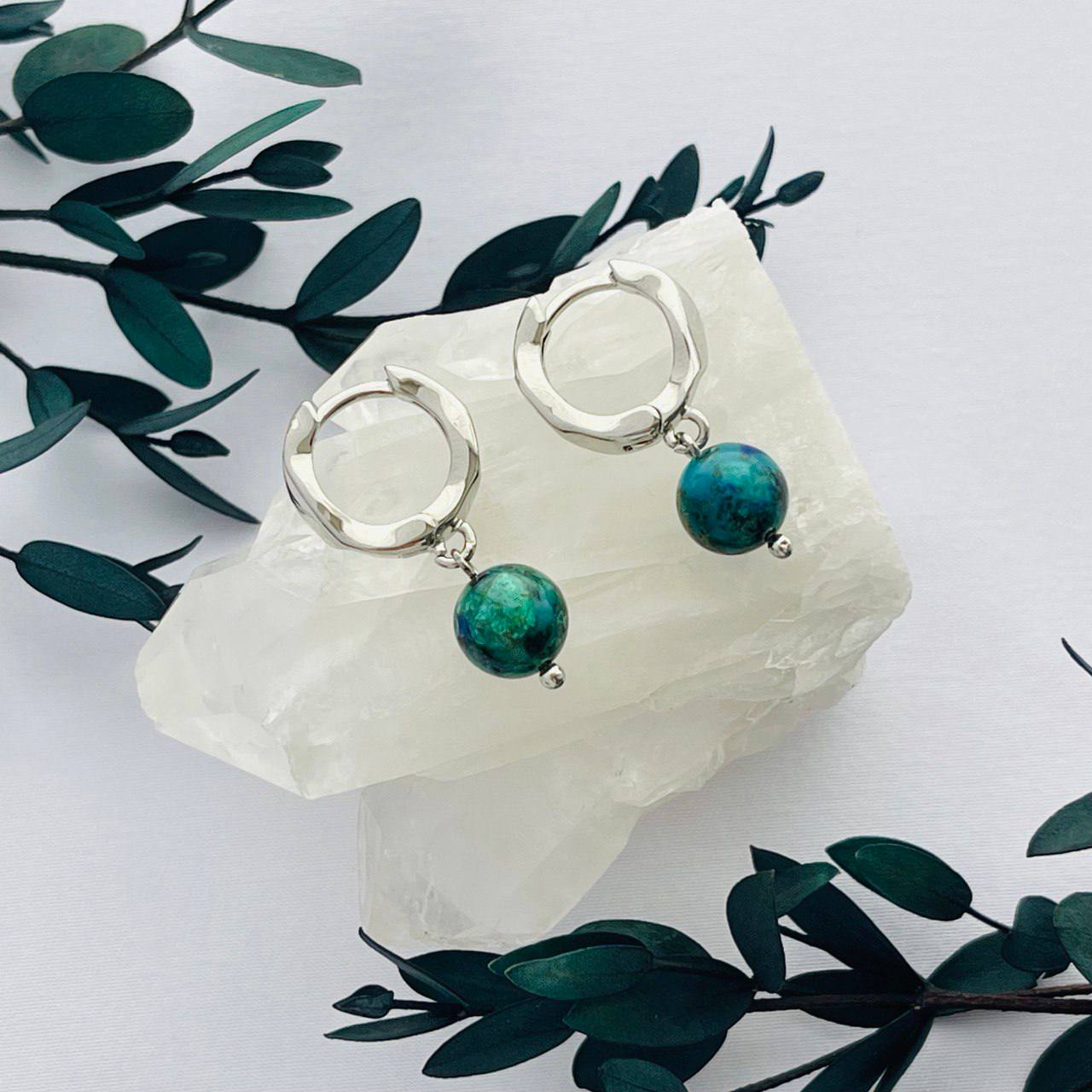 Купить Серьги из Азурита, тип застежки Конго, покрытие замка Родий ...